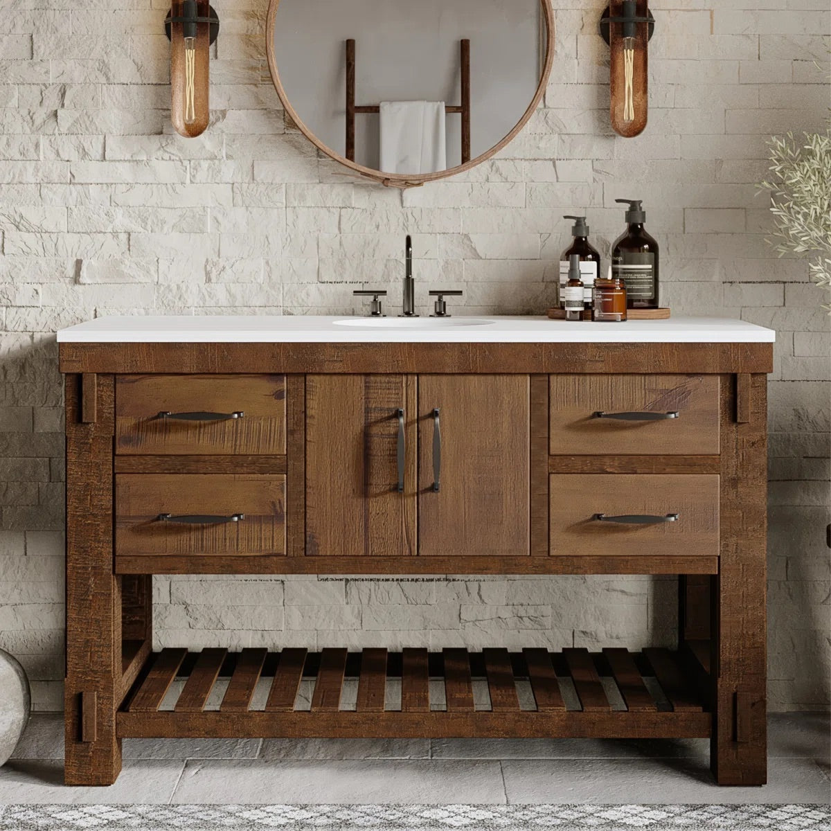 Telluride 54" Single Bathroom Vanity | Quartz Countertop – Highbury ...
