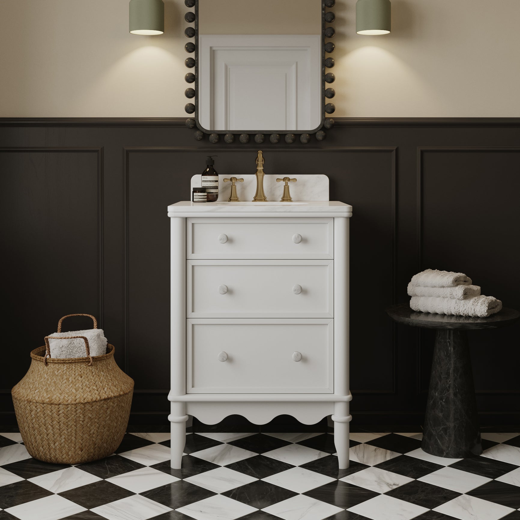 Juliette 24" Scallop Single Bathroom Vanity | Blanc White | Cultured M ...