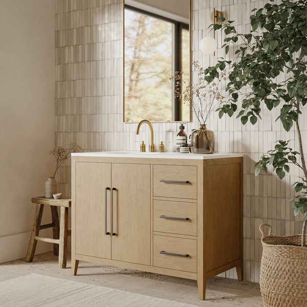 Bergen 42'' Single Bathroom Vanity | Calacatta Gold Quartz Top ...