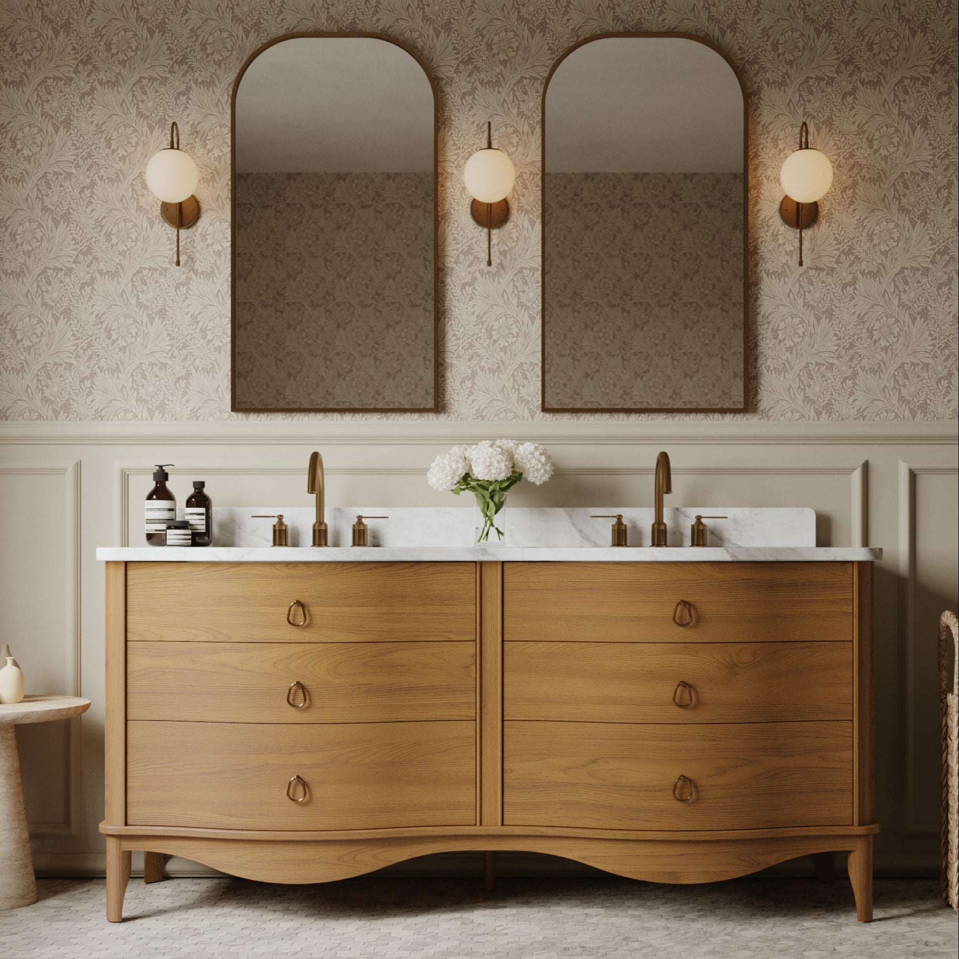Grace 72" Double Bathroom Vanity | Statuario Quartz Countertop ...