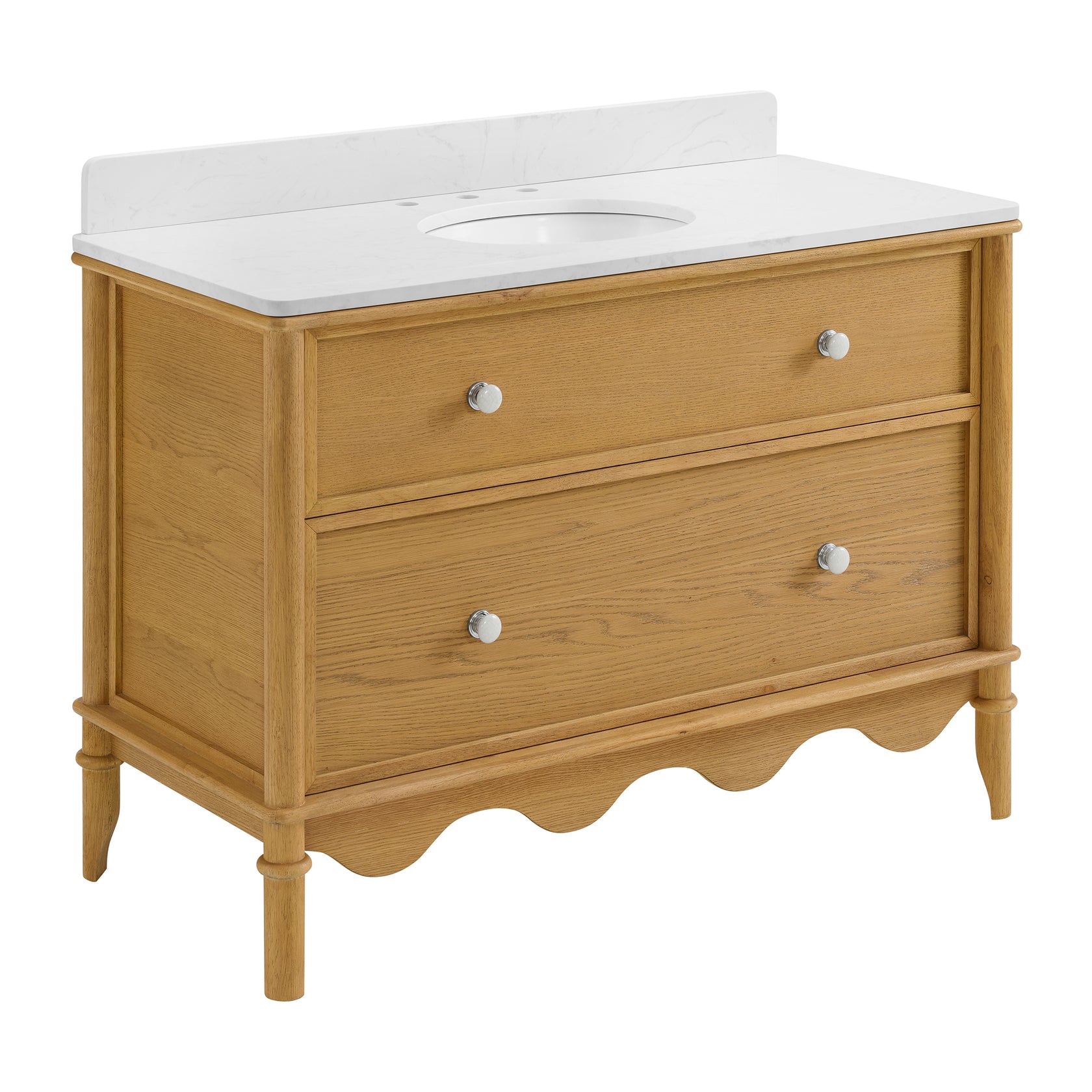 Juliette 48"W Scallop Single Bathroom Vanity | Enhanced Natural Oak |C ...