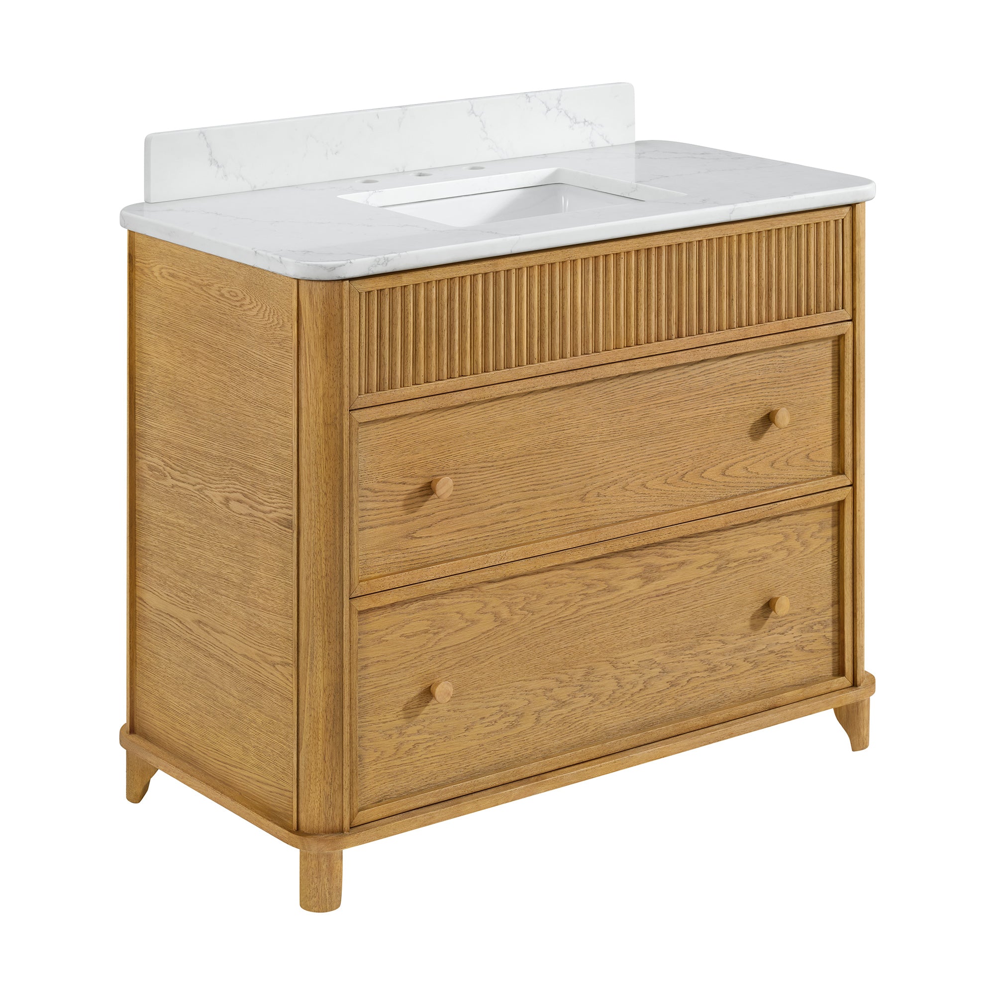 Kathryne 42" Single Bathroom Vanity | Statuario Quartz Countertop ...