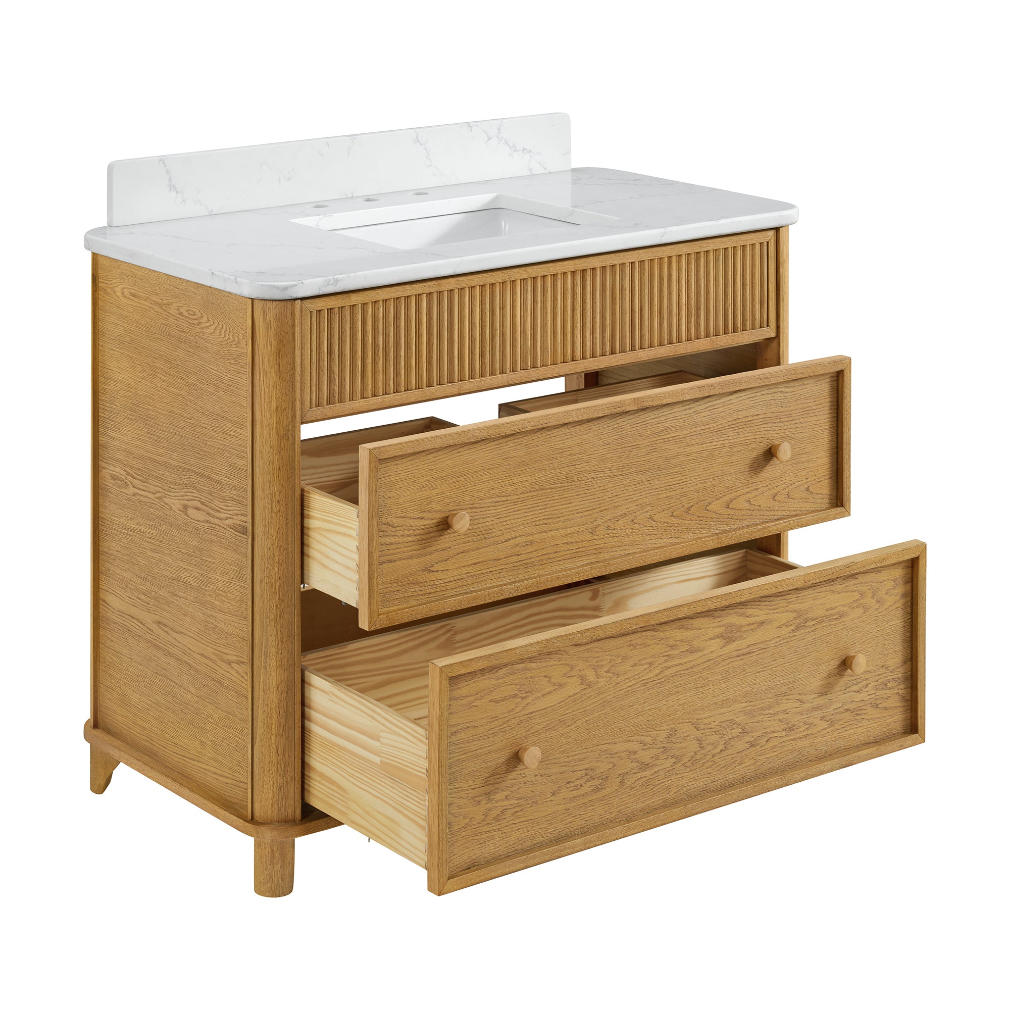 Kathryne 42" Single Bathroom Vanity | Statuario Quartz Countertop ...