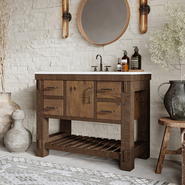Telluride 42" Single Bathroom Vanity | White Quartz Countertop ...